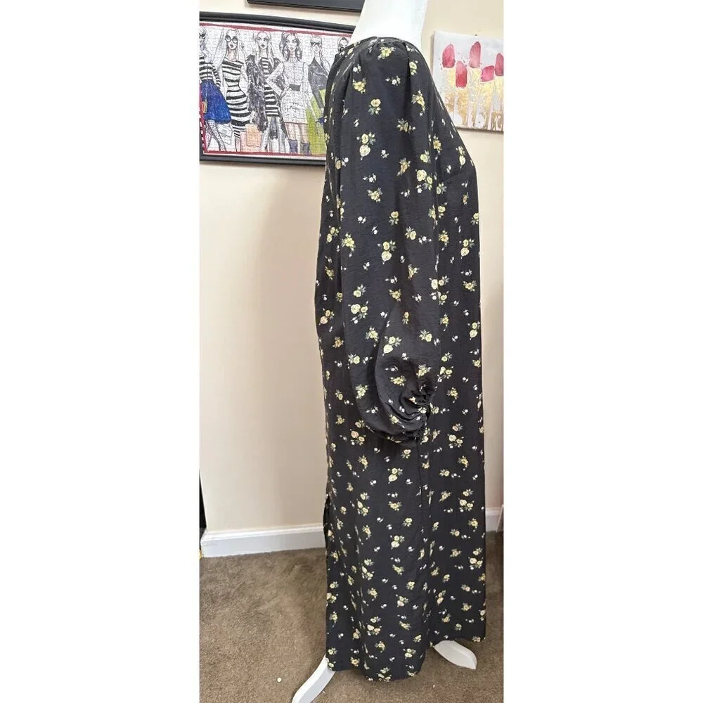 H&M | Dresses | Floral Print Prairie Cottage Core Dress Balloon Sleeves ...
